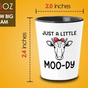 Bubble Hugs Farmer Shot Glass 1.5oz - Just a little moo-dy - Funny Farmer Gifts for Men Vintage Stuff Adult Cow Tractor Chicken Guy Farming