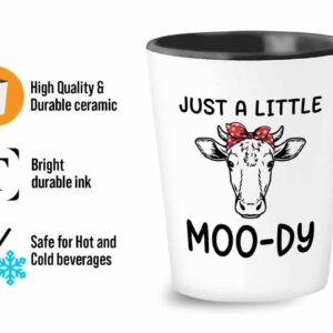 Bubble Hugs Farmer Shot Glass 1.5oz - Just a little moo-dy - Funny Farmer Gifts for Men Vintage Stuff Adult Cow Tractor Chicken Guy Farming