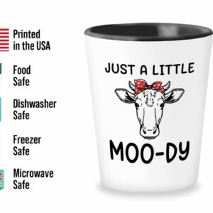 Bubble Hugs Farmer Shot Glass 1.5oz - Just a little moo-dy - Funny Farmer Gifts for Men Vintage Stuff Adult Cow Tractor Chicken Guy Farming