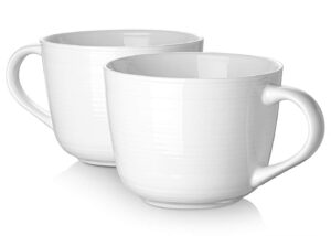 dowan coffee mug, 17 oz soup mugs with handle, wide large coffee mugs for latte, cappuccino, tea, white coffee mugs dishwasher & microwave safe, set of 2, wedding gift