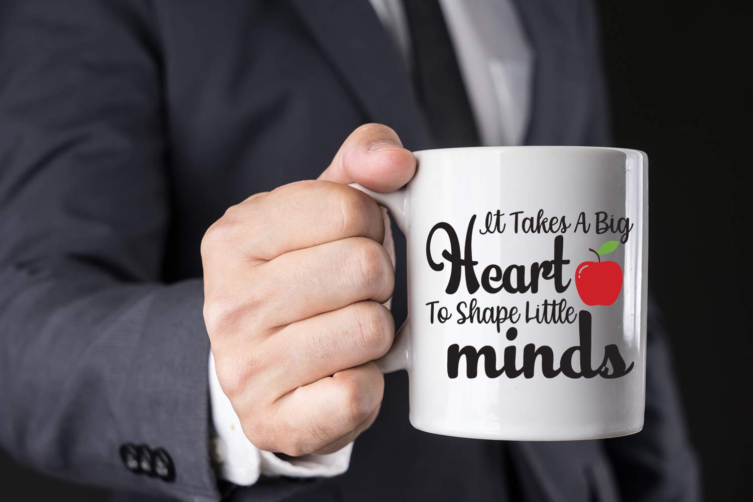 AW Fashions It Takes a Big Heart to Shape Little Minds 11oz Inspirational And Motivational Gifts for Women Teachers, Kindergarten, Pre-K, Elementary Birthday, Retirement, Appreciation Coffee Mug