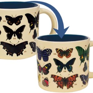 The Unemployed Philosophers Guild Butterfly Color Changing Heat Transforming Mug - Hot Coffee Reveals 18 Butterflies in Beautiful Colorful Detail, Comes in a Fun Box, 14oz.