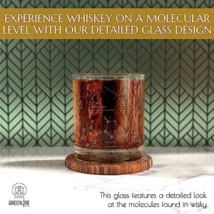 Greenline Goods Whiskey Glasses - 10 oz Tumbler Gift Set – Science of Whisky Glasses (Set of 2) Etched with Whiskey Chemistry Molecules | Old Fashioned Rocks Glass