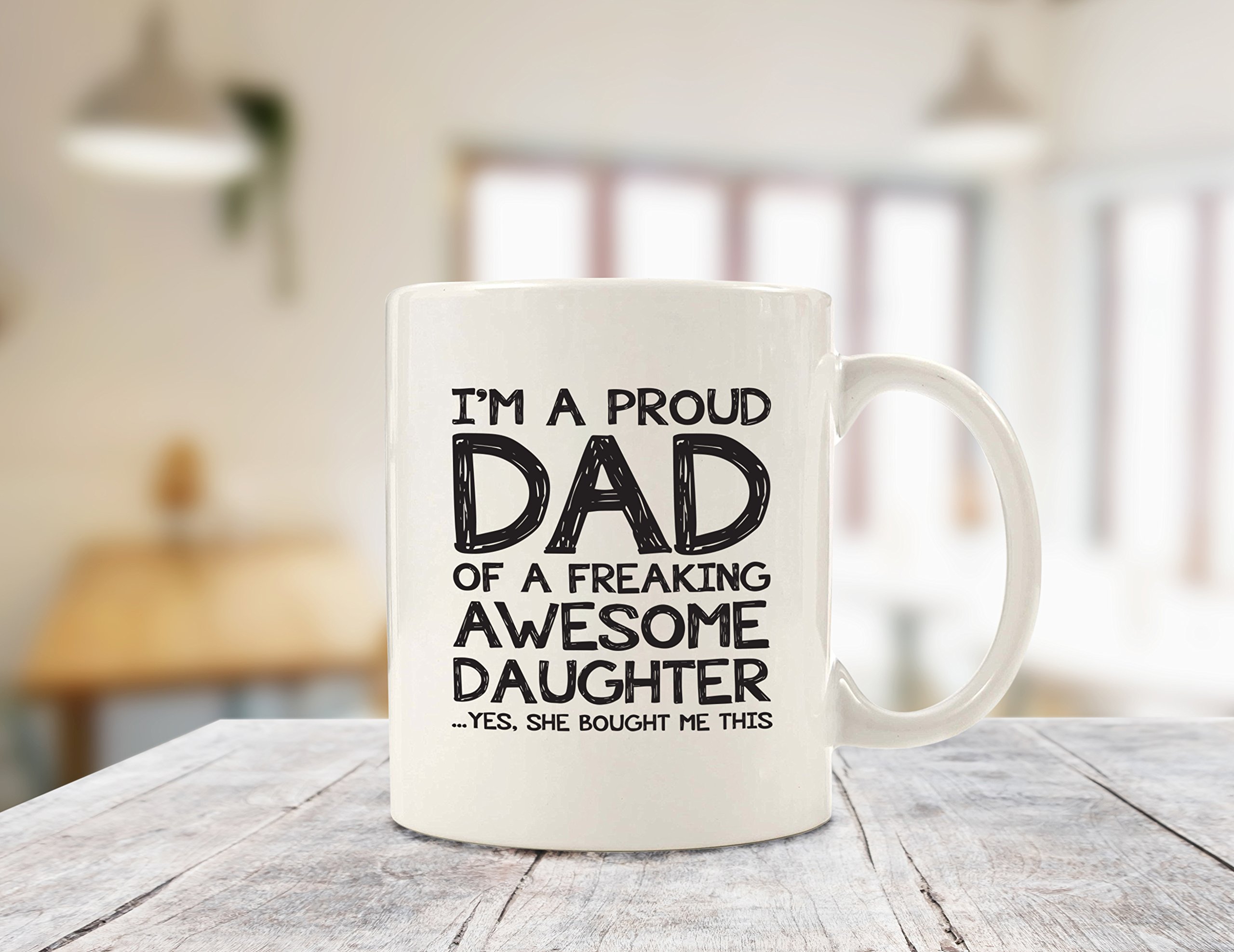 Proud Dad Of A Awesome Daughter Funny Coffee Mug - Best Gifts for Dad from Daughter - Unique Gag Dad Gifts from Daughter - Cool Birthday Present Idea for Men, Him - Novelty Dad Mug, Cup