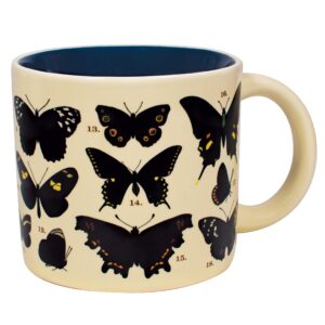 The Unemployed Philosophers Guild Butterfly Color Changing Heat Transforming Mug - Hot Coffee Reveals 18 Butterflies in Beautiful Colorful Detail, Comes in a Fun Box, 14oz.