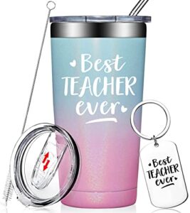 fufendio teacher christmas gifts - teacher appreciation gifts for women - best teacher ever gifts from student - teachers day, end of year, retirement gifts for teacher - teacher cup tumbler 20oz