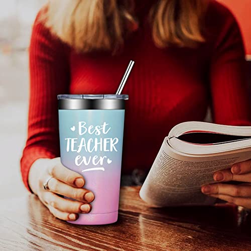 Fufendio Teacher Christmas Gifts - Teacher Appreciation Gifts for Women - Best Teacher Ever Gifts from Student - Teachers Day, End of Year, Retirement Gifts for Teacher - Teacher Cup Tumbler 20oz