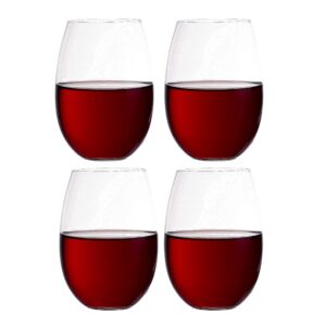 Royalty Art European Stemless White Wine Cups (4-Piece Set) Classic Craftsmanship, Elegant Hosting Glassware, Modern, Heavy-Duty Borosilicate Glass Crystal, Dishwasher Safe (Clear a)