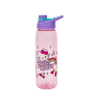 Hello Kitty Rainbow Treat And Stars Water Bottle W/Lid, Plastic