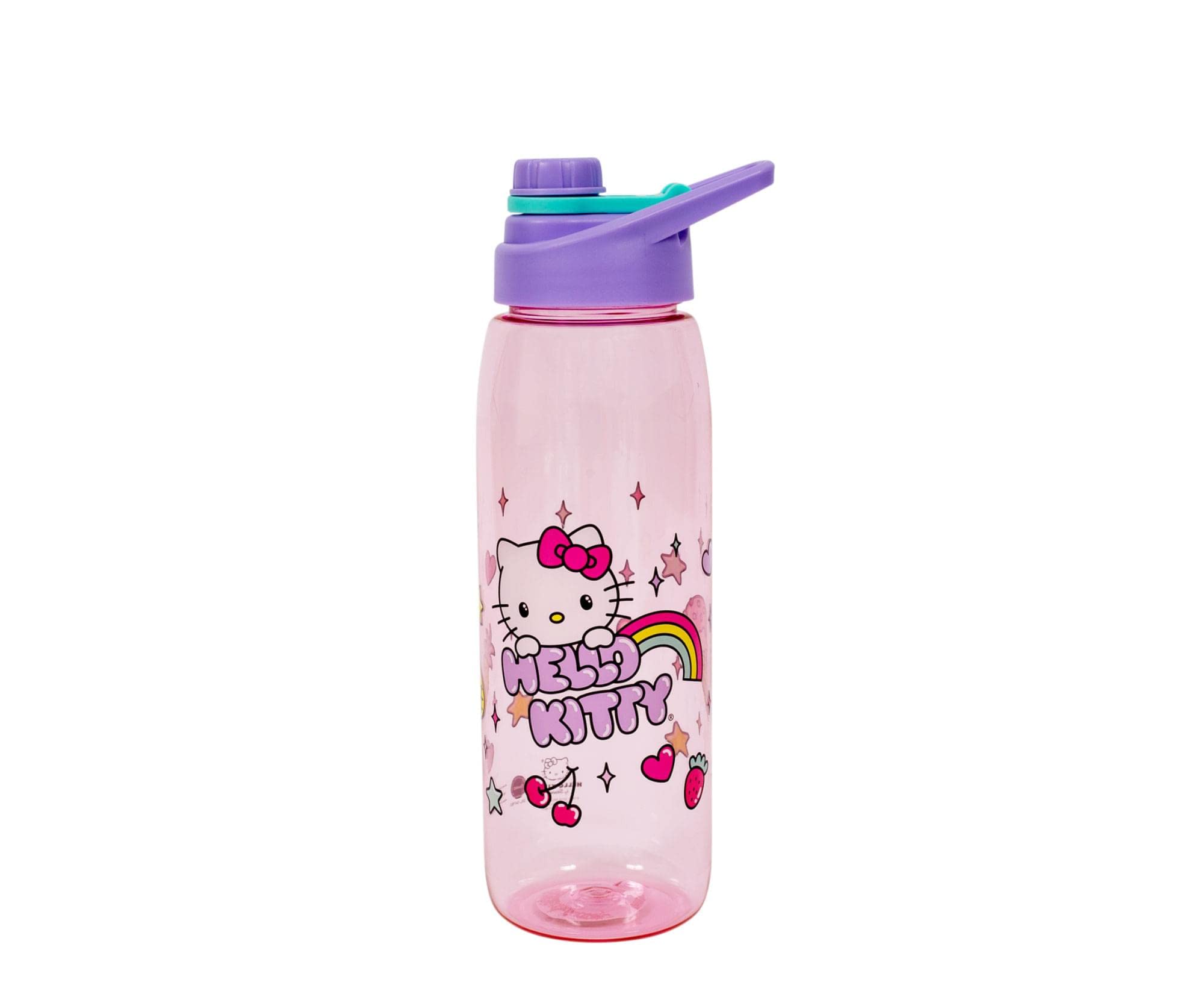 Hello Kitty Rainbow Treat And Stars Water Bottle W/Lid, Plastic