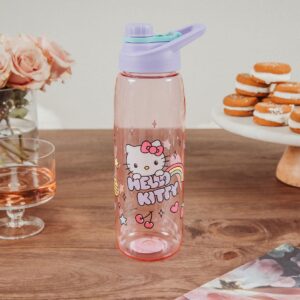 Hello Kitty Rainbow Treat And Stars Water Bottle W/Lid, Plastic