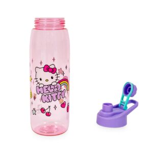 Hello Kitty Rainbow Treat And Stars Water Bottle W/Lid, Plastic