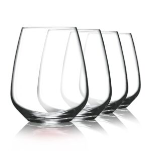 luigi bormioli crescendo crescendo 23.25 ounce stemless wine glasses, set of 4, crystal son-hyx glass, made in italy.