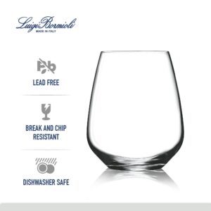 Luigi Bormioli Crescendo Crescendo 23.25 Ounce Stemless Wine Glasses, Set Of 4, Crystal SON-hyx Glass, Made In Italy.