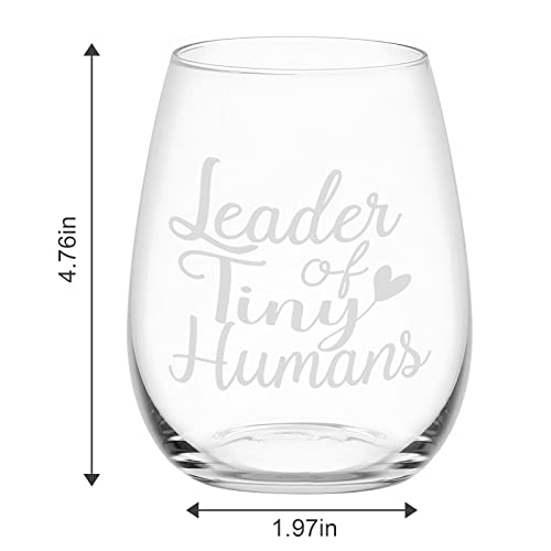 DAZLUTE Teacher Appreciation Gifts, Leader of Tiny Humans Wine Glass, Teacher's Day Christmas Birthday Thank You Gifts for Teacher Professor, Teacher Gifts for Women Men from Student, 15 Oz