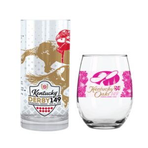 2023 official 149th kentucky derby/oaks glass set - 1 mint julep and 1 wine glass