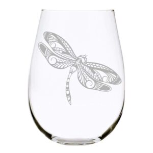 Dragonfly stemless wine glass, 17 oz.