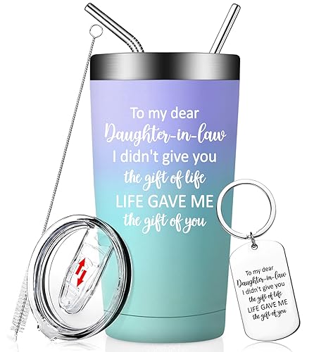 Fufendio Daughter in Law Gift Ideas - Christmas, Mothers Day Gifts for Daughter in Law from Mother in Law - Daughter in Law Tumbler Mug Cup 20oz