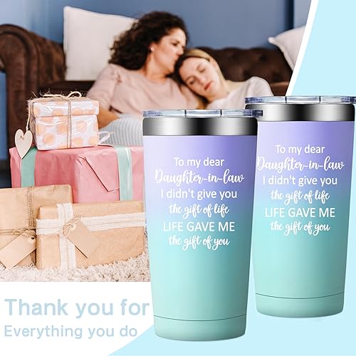 Fufendio Daughter in Law Gift Ideas - Christmas, Mothers Day Gifts for Daughter in Law from Mother in Law - Daughter in Law Tumbler Mug Cup 20oz