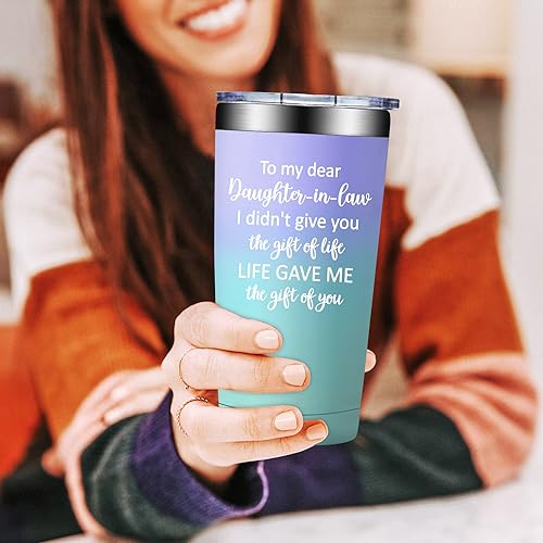 Fufendio Daughter in Law Gift Ideas - Christmas, Mothers Day Gifts for Daughter in Law from Mother in Law - Daughter in Law Tumbler Mug Cup 20oz