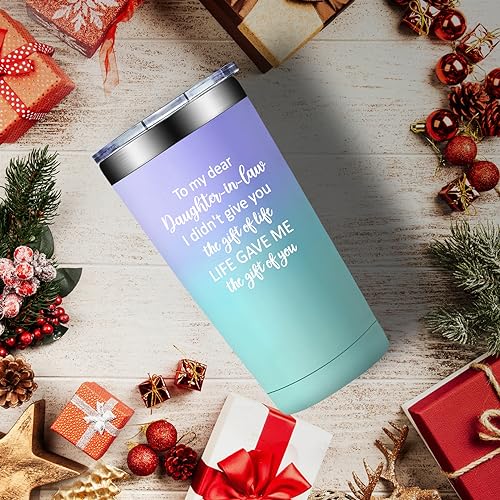 Fufendio Daughter in Law Gift Ideas - Christmas, Mothers Day Gifts for Daughter in Law from Mother in Law - Daughter in Law Tumbler Mug Cup 20oz