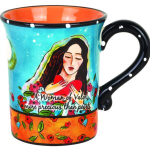 Aviv Judaica Woman of Valor Ceramic 12 oz Coffee Mug by Jessica Sporn Eishet Chayil Teacup Beloved Woman Novelty Drinking Cup Womens Day Judaica Gift for Mothers Day Valentines Day Wedding Anniversary