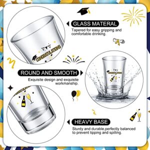 Rtteri 12 Pcs Graduation Clear Party Shot Glasses Set 2024 Graduation Whiskey Glass Gift 1.2 oz Thick Base Shot Glasses Funny Graduation Glass for College High School Graduate Party Supplies, 6 Styles