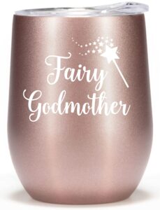 violet & gale fairy godmother gifts for women - godmother proposal tumbler cup wine glass 12oz - beautiful godmother gifts from godchild coffee mug godparents announcement gift