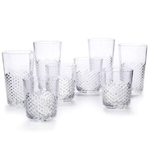 cupture diamond plastic tumblers bpa free, 24 oz/14 oz, 8-pack (clear)