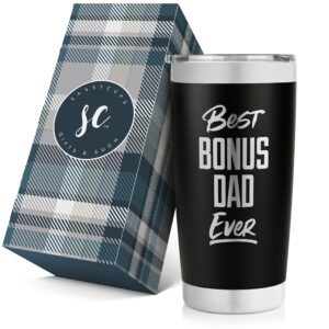 sassycups best bonus dad ever tumbler - step dad - bonus dad gifts - insulated travel coffee mug for dad