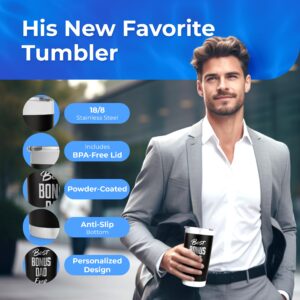 SassyCups Best Bonus Dad Ever Tumbler - Step Dad - Bonus Dad Gifts - Insulated Travel Coffee Mug for Dad