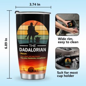 Jekeno Mug Tumbler Gifts for Dad - Presents for Daddy Papa Fathers Day Birthday from Daughter Son Wife Best Dad In The Galaxy Dadalorian Coffee Cup Grandpa Husband 20oz Stainless Steel