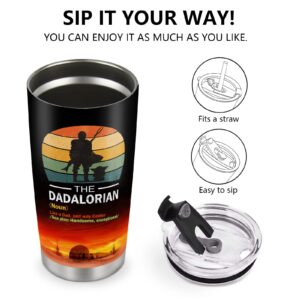 Jekeno Mug Tumbler Gifts for Dad - Presents for Daddy Papa Fathers Day Birthday from Daughter Son Wife Best Dad In The Galaxy Dadalorian Coffee Cup Grandpa Husband 20oz Stainless Steel