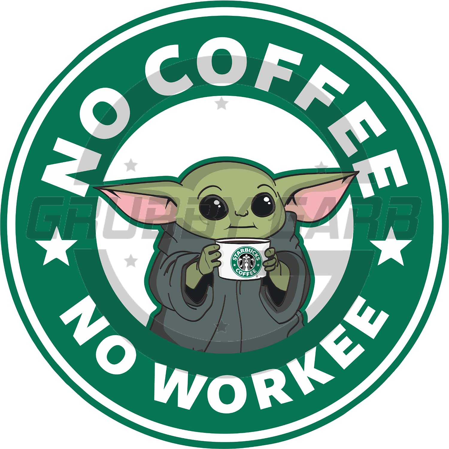 Grubby Garb Baby Yoda No Coffee No Workee 11oz. Coffee Mug Funny Novelty Coffee Mugs, Great Gift Cup Idea