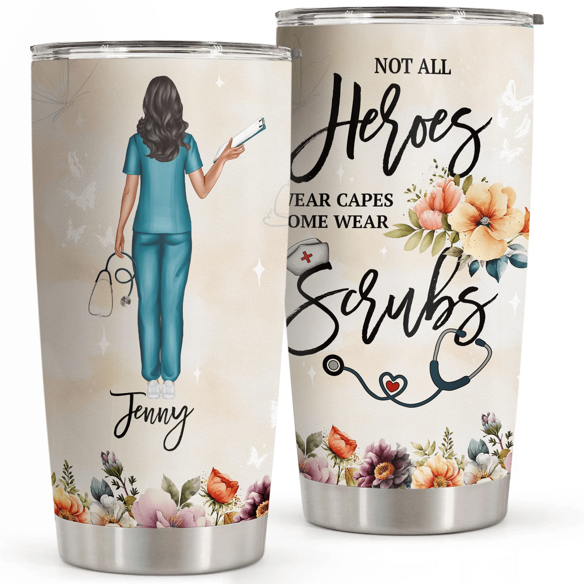 Personalized Nurse Tumbler, Custom Name Appreciation Nurse Gifts, Nurse Tumbler Gifts For Women, 20 Oz Stainless Steel, Coffee Travel Mug Birthday Christmas Cups Nurse Week, Graduation Nurse Gifts