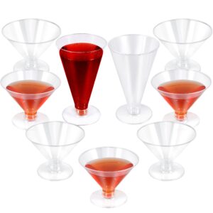 kesaplan 40 pack 2 style plastic martini glasses disposable cocktail glasses 5/8.5 oz martini plastic cocktail glasses ice cream dessert cups with spoons for appetizer, outdoor parties, weddings