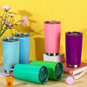 18 Pcs Colorful Plastic Tumblers with Lid, Plastic Tumblers Drinking Glasses 20 Oz, AS Material Plastic Cup Tumbler Cup Bulk for Juice, Coffee, Cold Drinks, DIY Craft Glasses, Gifts