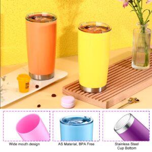 18 Pcs Colorful Plastic Tumblers with Lid, Plastic Tumblers Drinking Glasses 20 Oz, AS Material Plastic Cup Tumbler Cup Bulk for Juice, Coffee, Cold Drinks, DIY Craft Glasses, Gifts