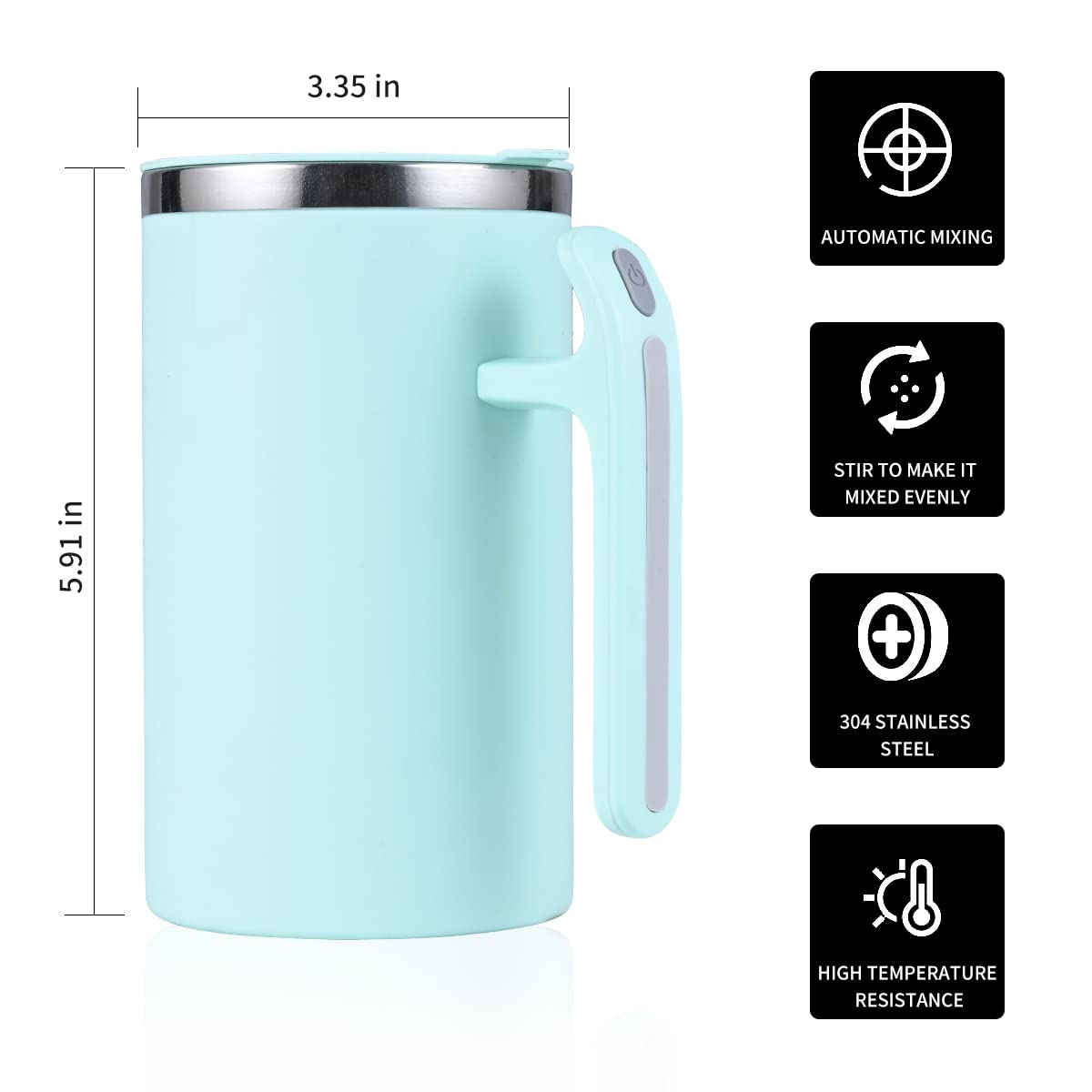 S+ Stainless Steel Self Stirring Mug Suitable for Coffee/Milk/fruit juice (Light Green)