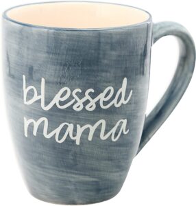 mom life blessed mama navy blue large 20 oz ceramic coffee mug tea cup, blue