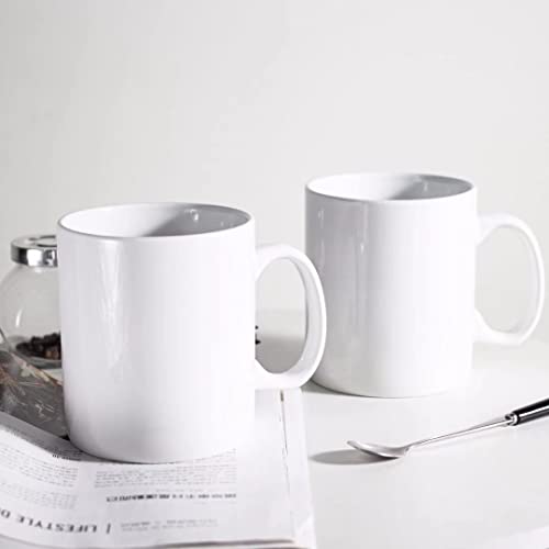 BYCNZB 30oz Super Large Ceramic Coffee Mugs Large Handles Set of 2 (White)