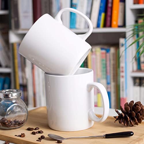 BYCNZB 30oz Super Large Ceramic Coffee Mugs Large Handles Set of 2 (White)