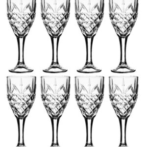 Royalty Art Wine Glasses Goblet Glassware Set of 8, 10oz, Tumbler Glasses, Decorative Chalice Kinsley Design for Beer, Liquor, Wine, Water, and Beverages, Party and Event Serving…