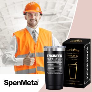 SpenMeta Engineer Gifts for Men - Funny Gift Ideas for Mechanical, Computer Programmer, Electrical, Civil Engineering - 20oz Engineer Nutritional Facts Tumbler