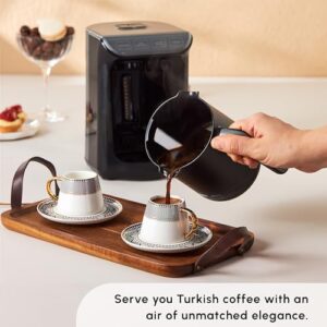 KARACA Globe Turkish Coffee Cups and Saucer for 6 People, 12 Pieces, 90 ml Espresso Turkish Coffee Demitasse Set of 6 Cups & Saucers Made of Porcelain, 3 oz Espresso&Turkish Coffee Cups with Saucers