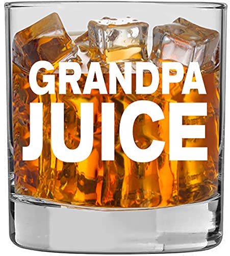 KLUBI Gifts for Grandpa - Grandpa Juice - 11oz Funny Whiskey/Cocktail Glass- Idea From Daughter, Fathers Day, Papa, New, For Birthday, Grandson, Grandchildren, Granddaughter, Grandkids