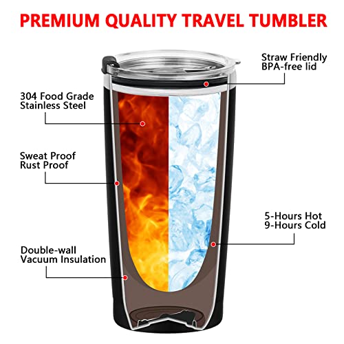 Qtencas Gifts for Parents-Mom and Dad Est 2023 Stainless Steel Insulated Travel Tumbler Set, Mom and Dad Gifts Christmas Gifts for New Parents Pregnancy New Mom New Dad Anniversary(20oz, Black&White)