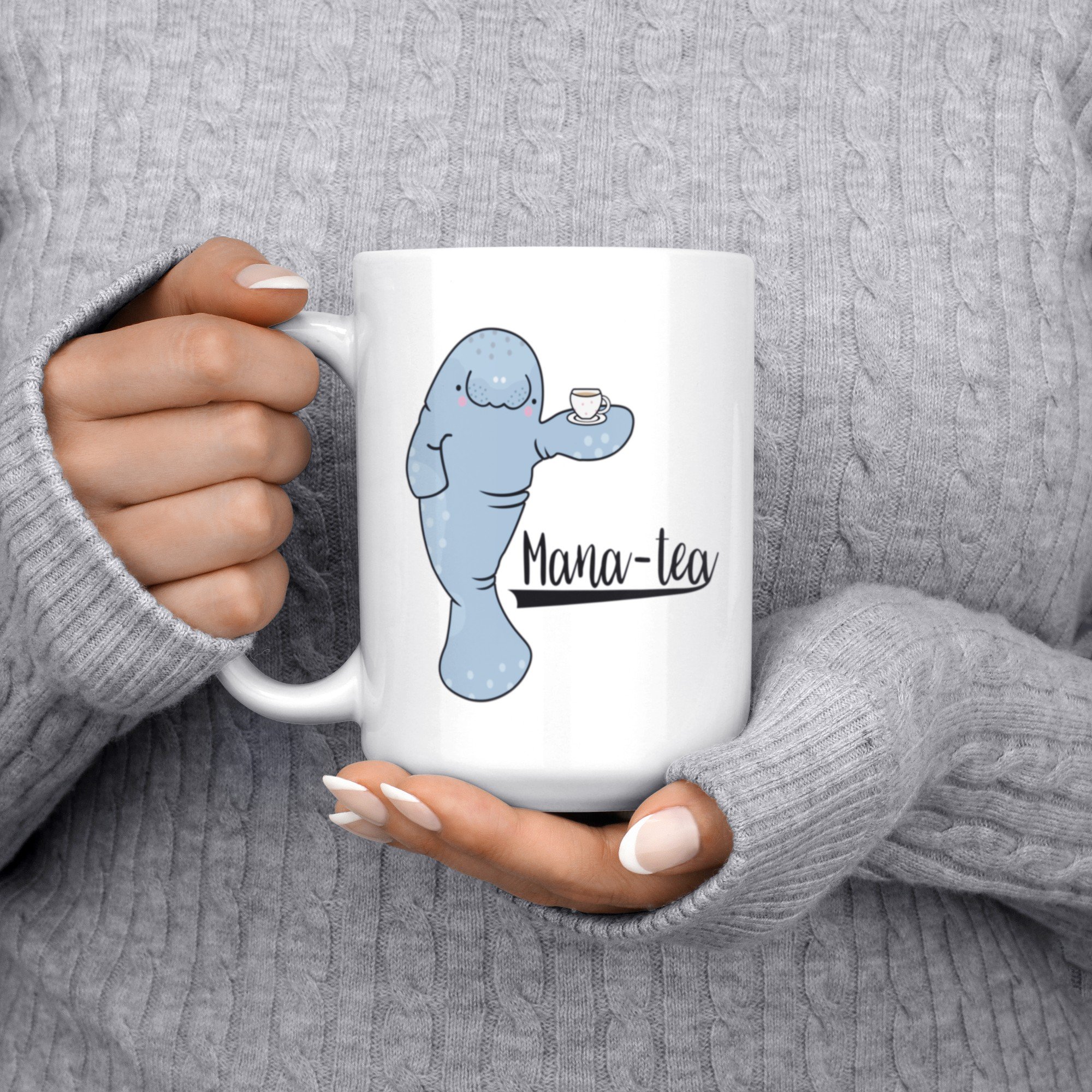 Mana-Tea Funny Manatee Mug - 15oz Deluxe Double-Sided Coffee Tea Mug