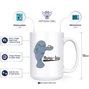 Mana-Tea Funny Manatee Mug - 15oz Deluxe Double-Sided Coffee Tea Mug