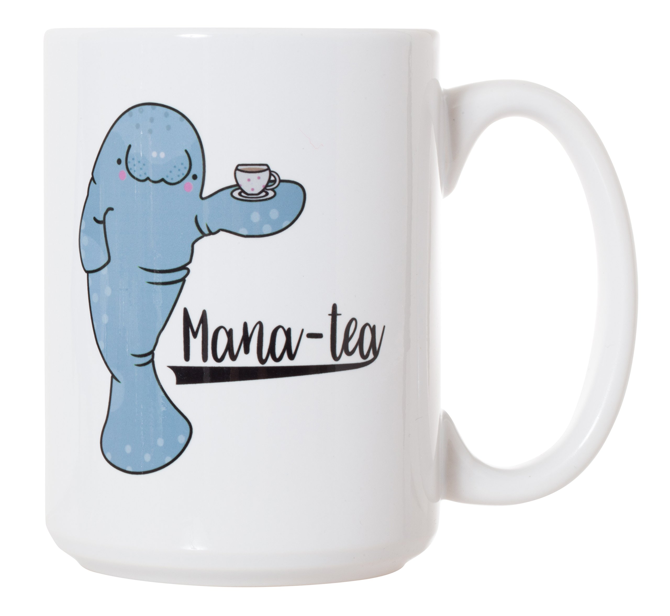 Mana-Tea Funny Manatee Mug - 15oz Deluxe Double-Sided Coffee Tea Mug